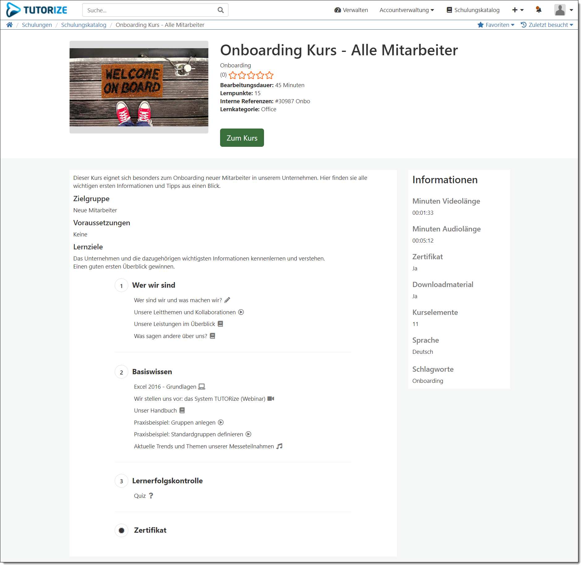 So füllen Sie einen Kurs mit Inhalt. | TUTORize